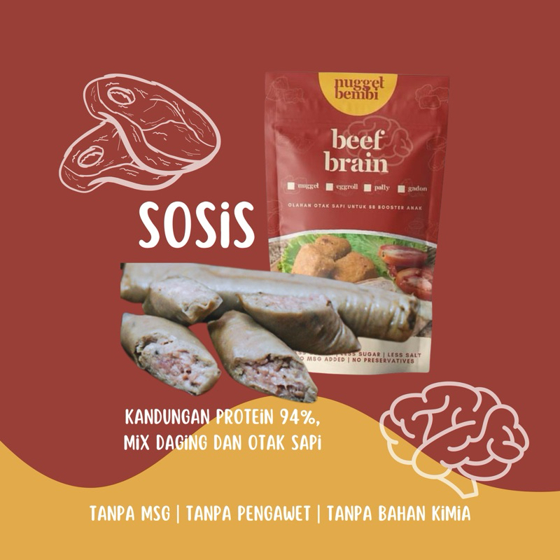 Jual Sosis Otak mix Daging Sapi | Beef Brain Sosis | MPASI GLUTEN FREE ...
