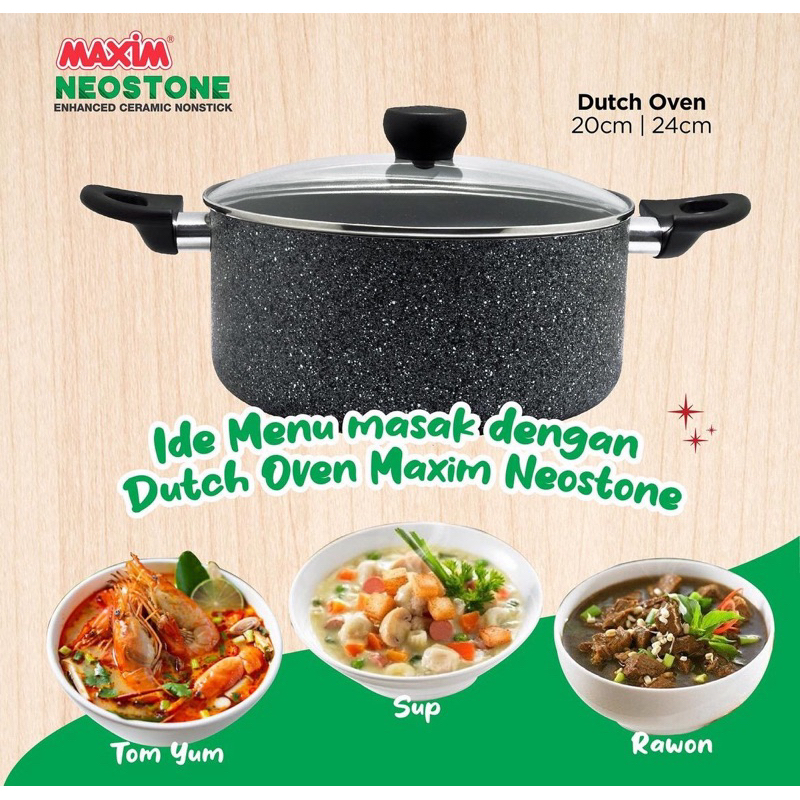 Jual Maxim Neostone Dutch Oven Panci Keramik panci anti baret anti lengket | Shopee Indonesia