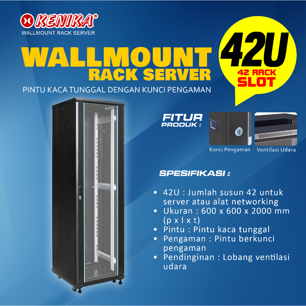 Jual KENIKA WALLMOUNTED RACK SERVER 42U Close Wallmount Rak Kabinet RM ...