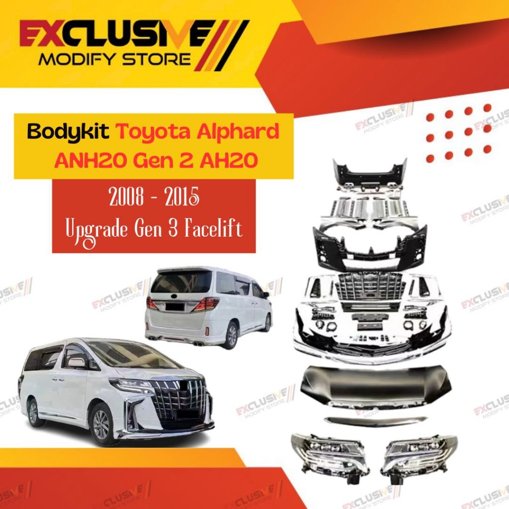Jual TOYOTA ALPHARD ANH20 AH20 (2008 - 2015) GEN 2 UPGRADE BODYKIT SET ...