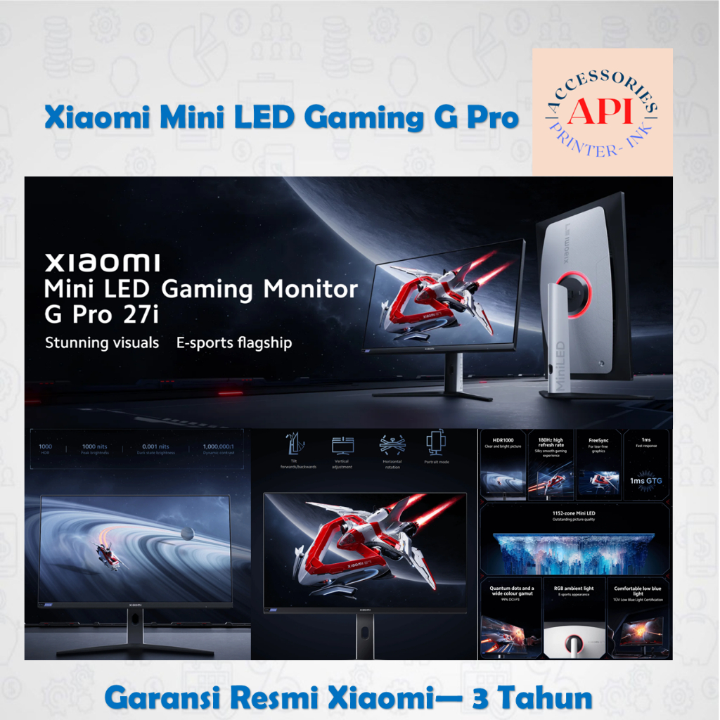 Jual Xiaomi Monitor G Pro 27i Mini LED Gaming G Pro 27i 27 inch 1ms 2K ...
