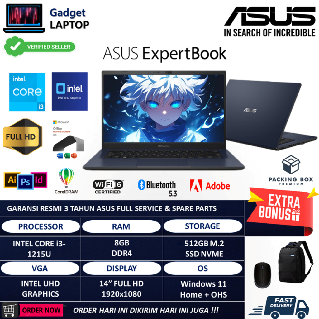 Jual Laptop ASUS ExpertBook 14 B1402CBA NK3852WS Intel Core i3 1215U ...
