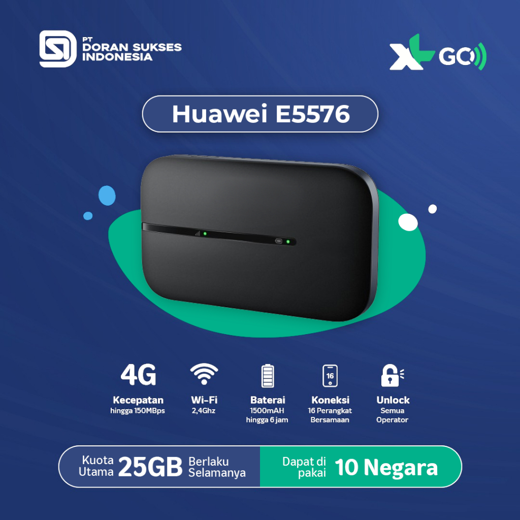 Jual Huawei E5576 Modem MiFi 4G LTE Unlock Gratis XL GO IZI 25GB ...
