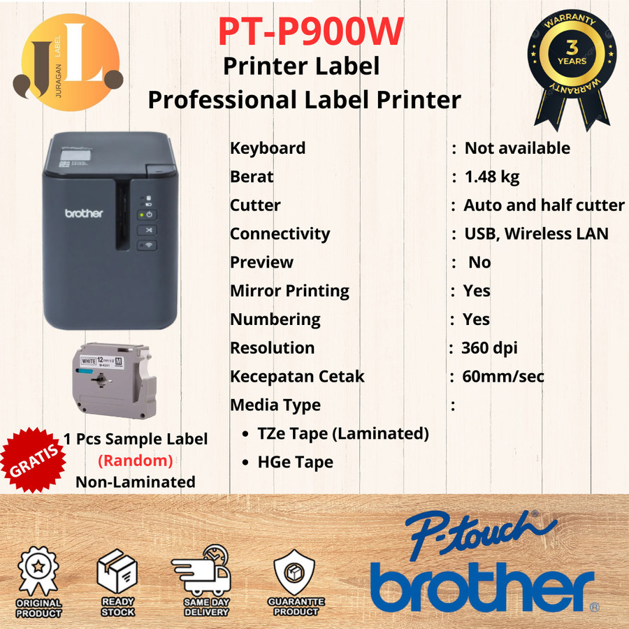 Jual BROTHER PT-P900W PTouch Printer Label PTP900 Barcode P900 W [WiFi ...