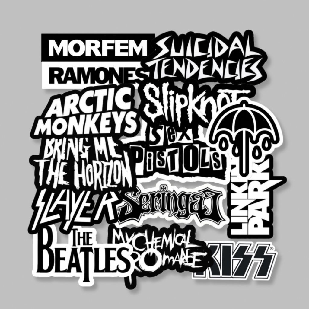 Jual STIKER BAND MUSIC ROCK METAL ISI 15pcs BLACK N WHITE, STICKER ANTI ...