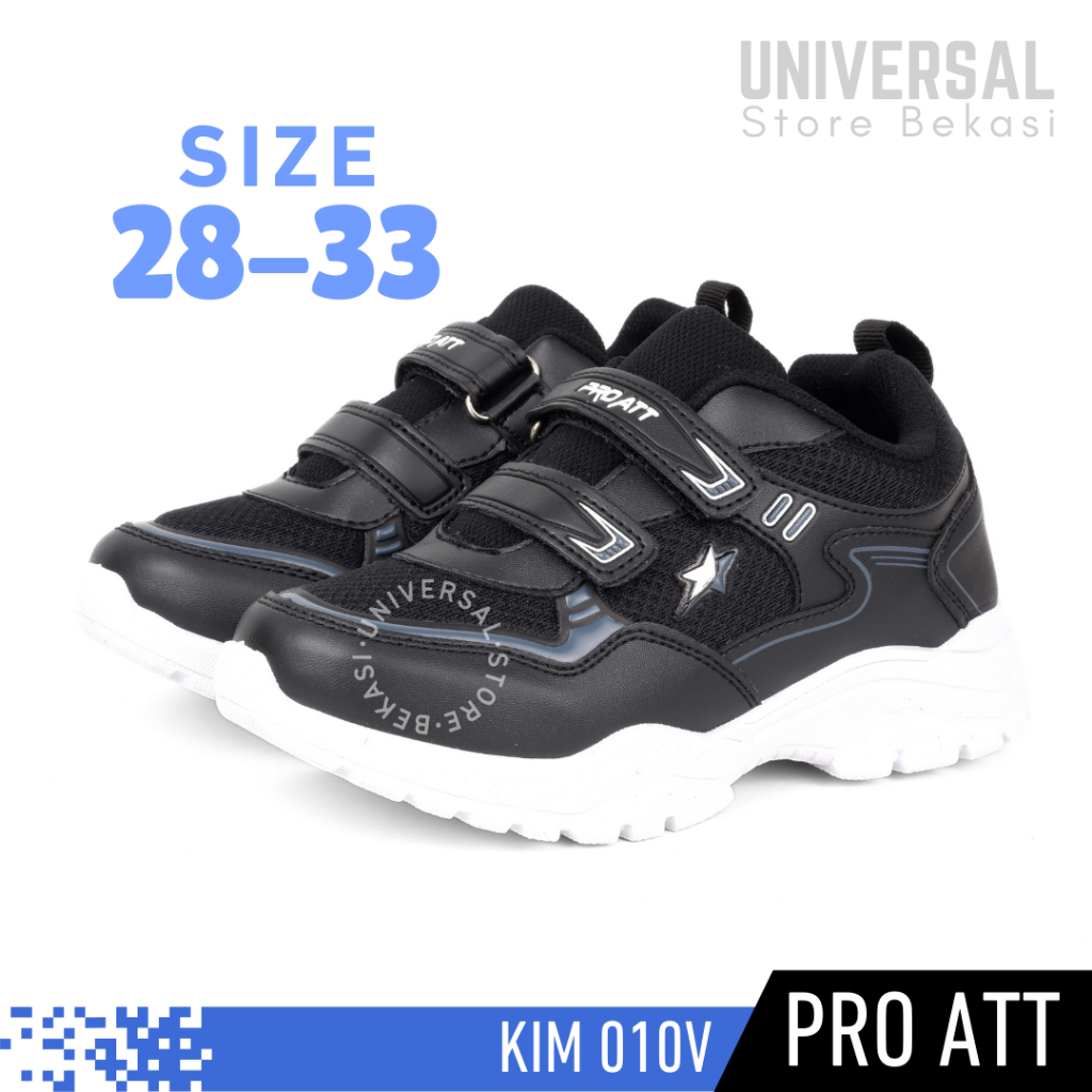 Jual Sepatu Sekolah Anak Lelaki Perempuan Balita PAUD TK SD Pro Att ATT KIM 010 Perekat Hitam ...