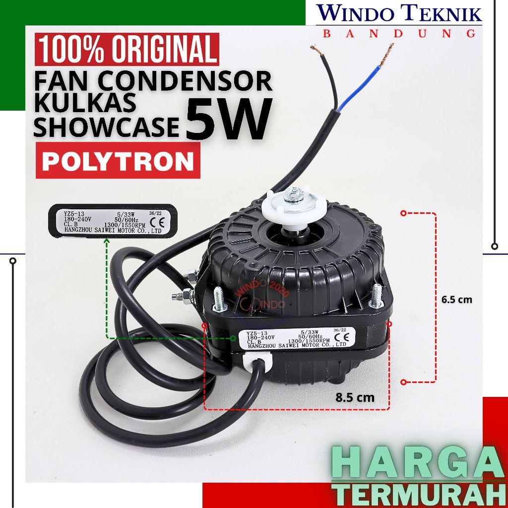 Jual FAN CONDENSOR POLYTRON 5 WATT ORIGINAL | MOTOR DINAMO KIPAS FAN ...