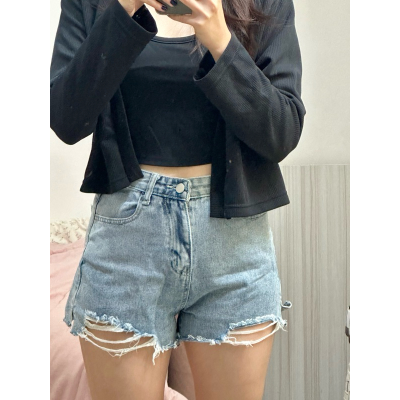 Jual Ripped Short Denim Jeans Import (Size L) | Shopee Indonesia