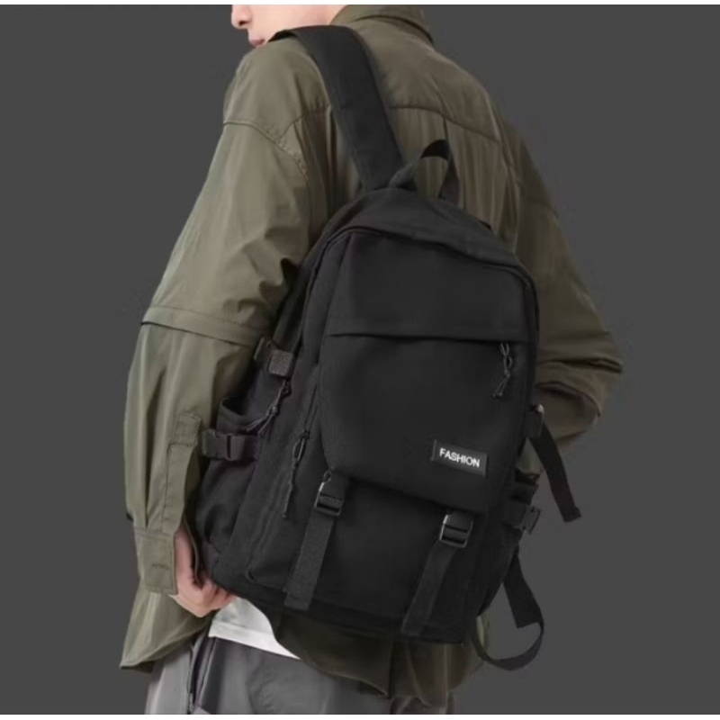 Jual Tas Ransel HITAM Rensel Kuliah Sekolah Backpack Punggung Gendong ...