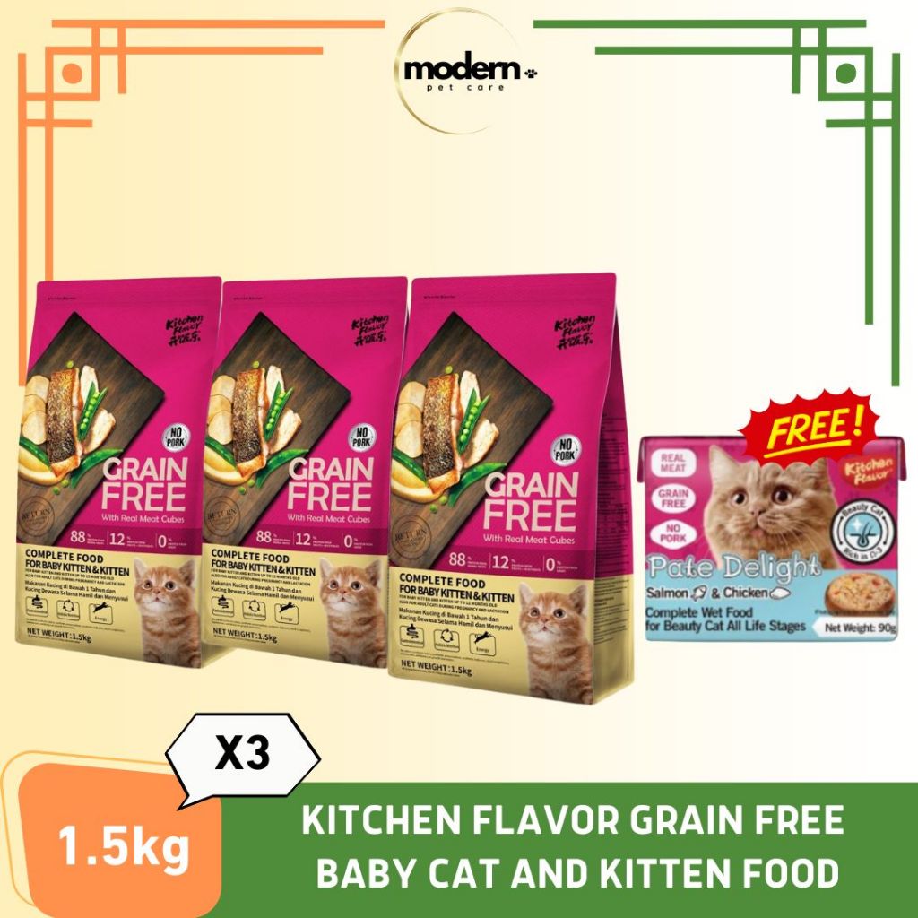 Jual KF Kitten Food 1.5kg isi 3 + Free KF Cat Pate Delight Wet Food ...