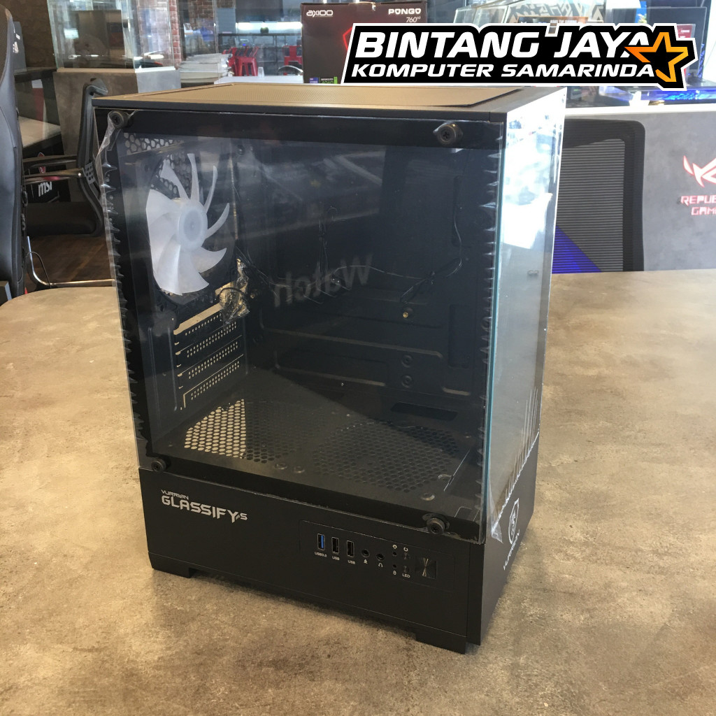 Jual Casing PC Gaming Vurrion GLASSIFY S m-ATX + 3 Fan RGB - Hitam ...