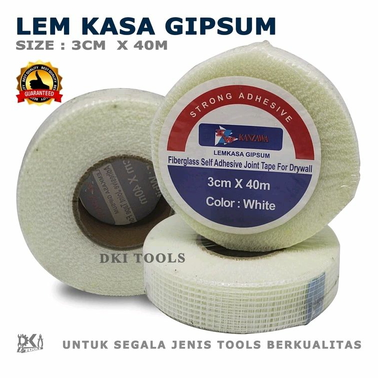 Jual Lakban Lem Kassa Gypsum Gipsum Drywall KZW 3 cm 40 Meter Fibertape Lem Isolasi Mesh Fiber ...