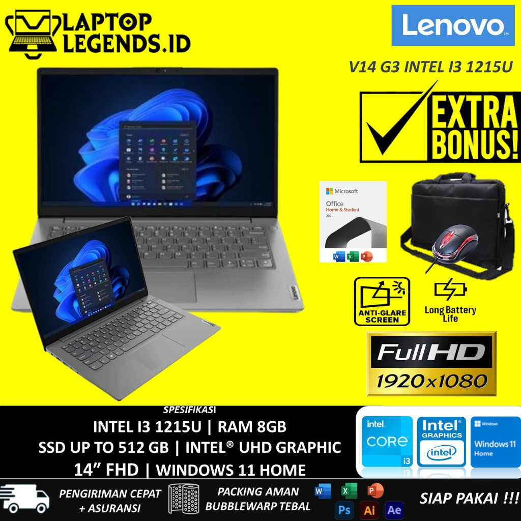 Jual LAPTOP NEW LENOVO V14 G3 INTEL I3 1215U 8GB 512GB 14.0 FHD WINDOWS ...