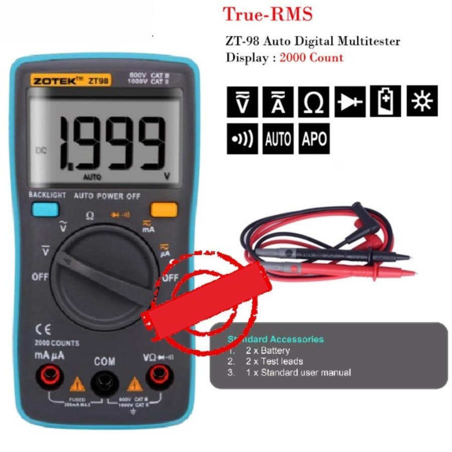 Jual AVOMETER DIGITAL MULTIMETER ZOTEK ZT98 / MULTITESTER DIGITAL ZT98 ...