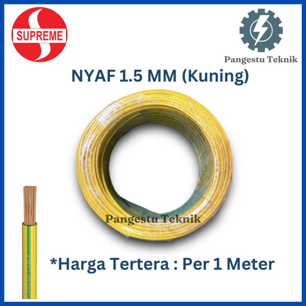 Jual Kabel Serabut NYAF 1.5 mm (Kuning) Supreme Per 1 meter / Kabel Wiring NYAF 1,5 MM / Harga ...