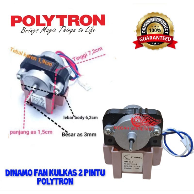 Jual ORIGINAL FAN MOTOR KULKAS POLYTRON 2 PINTU DINAMO KULKAS POLYTRON ...