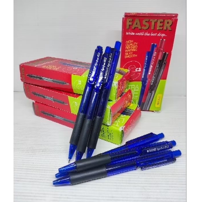 Jual pulpen/bulpen/ballpoin/pena faster EC3/EC8 1 lusin/12 pcs | Shopee ...