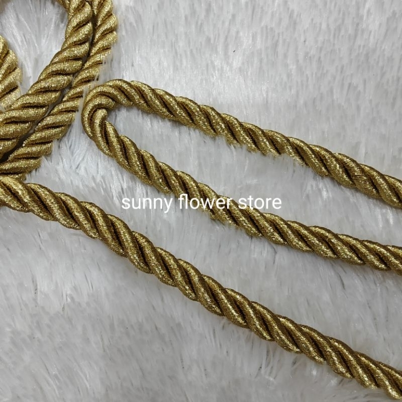 Jual (meteran ) tali tambang gold muda/tali kur gold ukuran 3 mm/5 mm/7 ...
