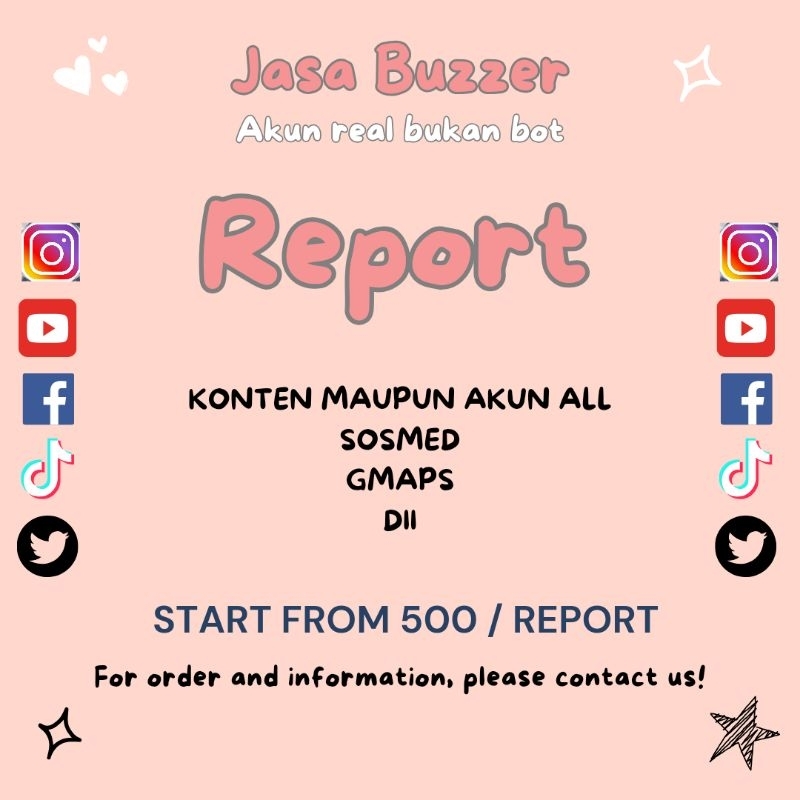 Jual jaza buzzer akun real bukan bot report akun sosmed all platforn | Shopee Indonesia
