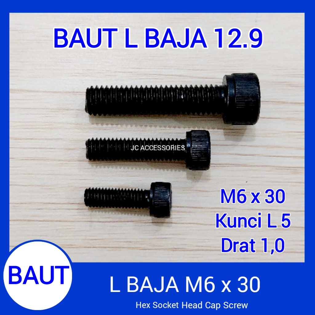 Jual BAUT L BAJA 12.9 M6X30 KUNCI L 5 DRAT 1,0 HITAM SOCKET HEAD M6 X 30 6 X 30 6X30 3 CM ...