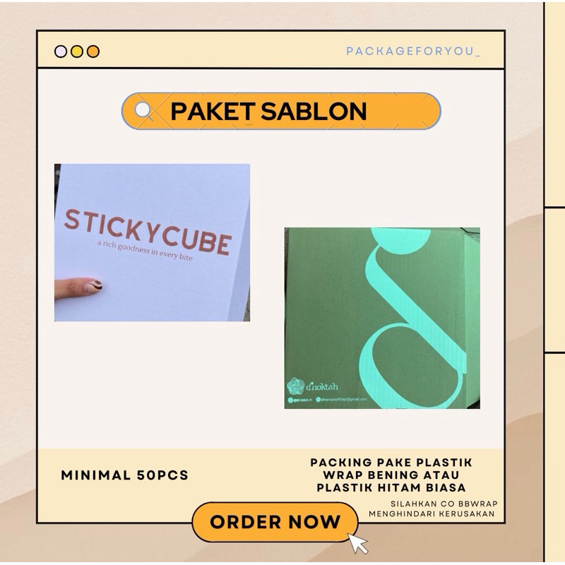 Jual SABLON CUSTOME BOX 22x22x5 KARDUS CUSTOME DESAIN MURAH / SABLON ...