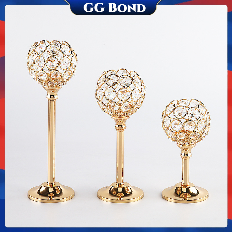 Jual 3 Height Golden Crystal Emas Candle Holder Makan Alat Peraga ...