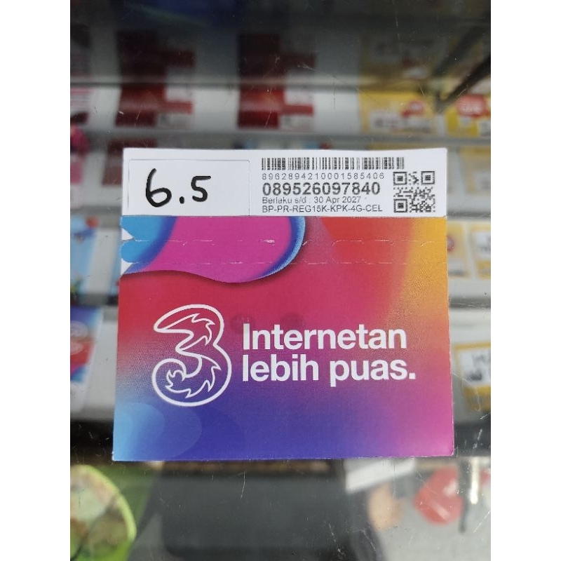 Jual KARTU PERDANA 3 THREE 6,5GB 30HARI | Shopee Indonesia