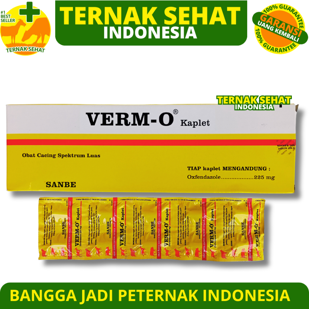Jual VERM O KAPLET 1 BOX (10 STRIP @10 KAPLET) - Obat Cacing Kambing ...