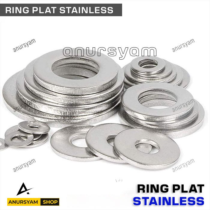 Jual Ring Plat Stainless M2 M2.5 M3 M4 M5 M6 M8 M10 M12 / Ring Baut Oli ...