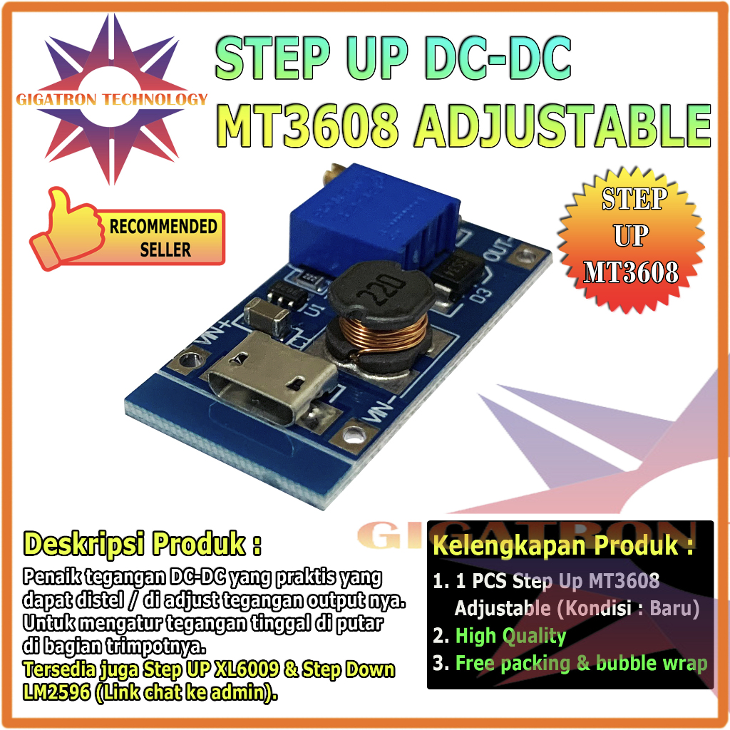 Jual MT3608 Step Up DC-DC 2A Stepup DC to DC Module Power Booster ...
