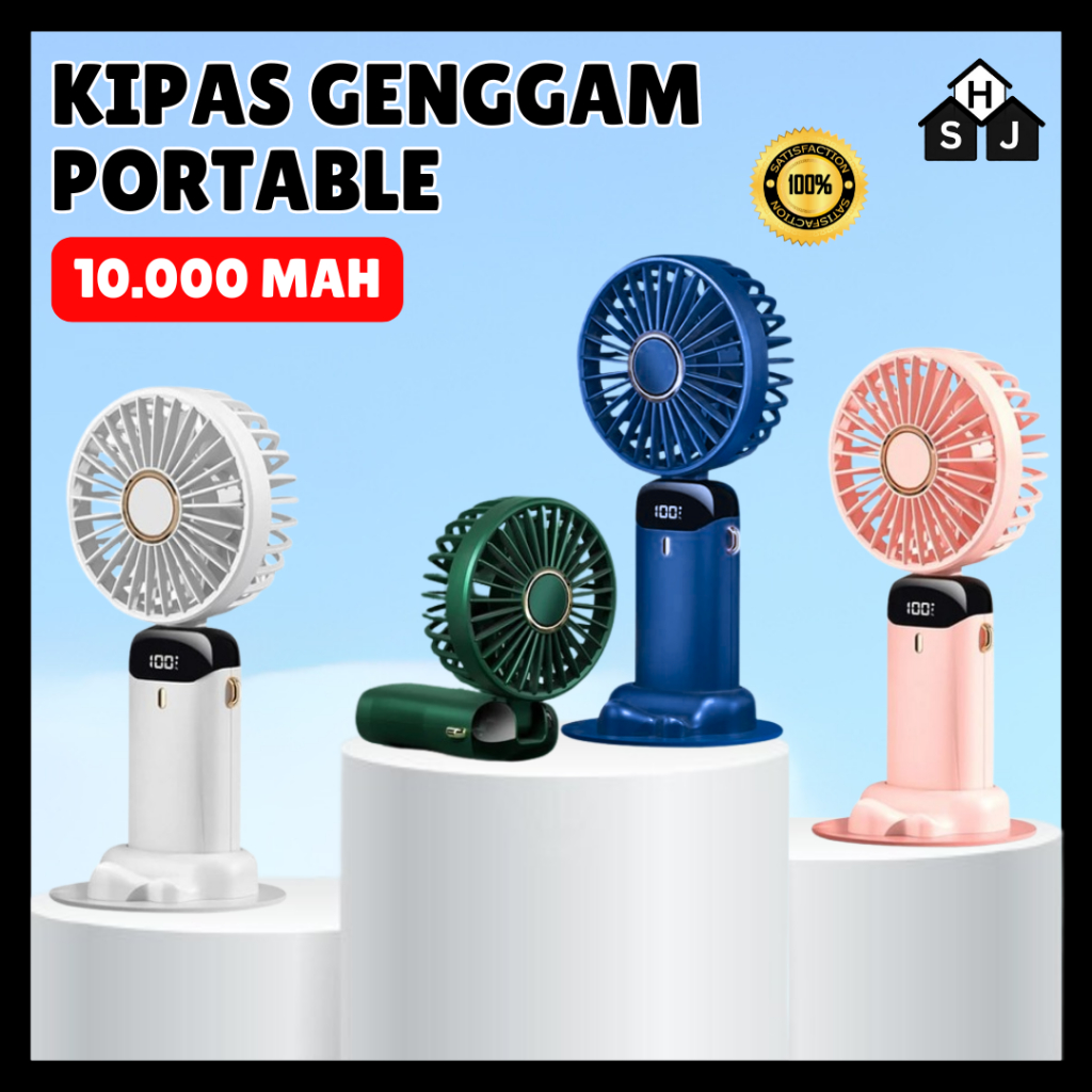 Jual Kipas Angin Mini Portable Usb 10000mAh / Kipas Lipat Genggam Mini ...