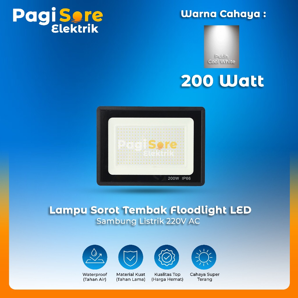 Jual Lampu Sorot LED 200W Tembak Waterproof Terang Untuk Taman Lapangan ...