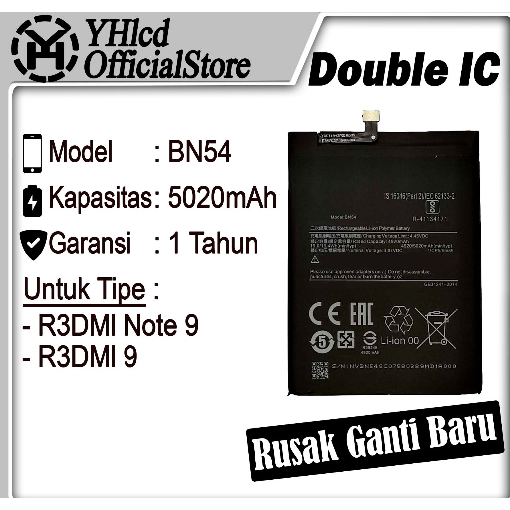 Jual Baterai batre Xiaomi Redmi BN54 Redmi NOTE 9 / Redmi 9 Garansi 1 ...