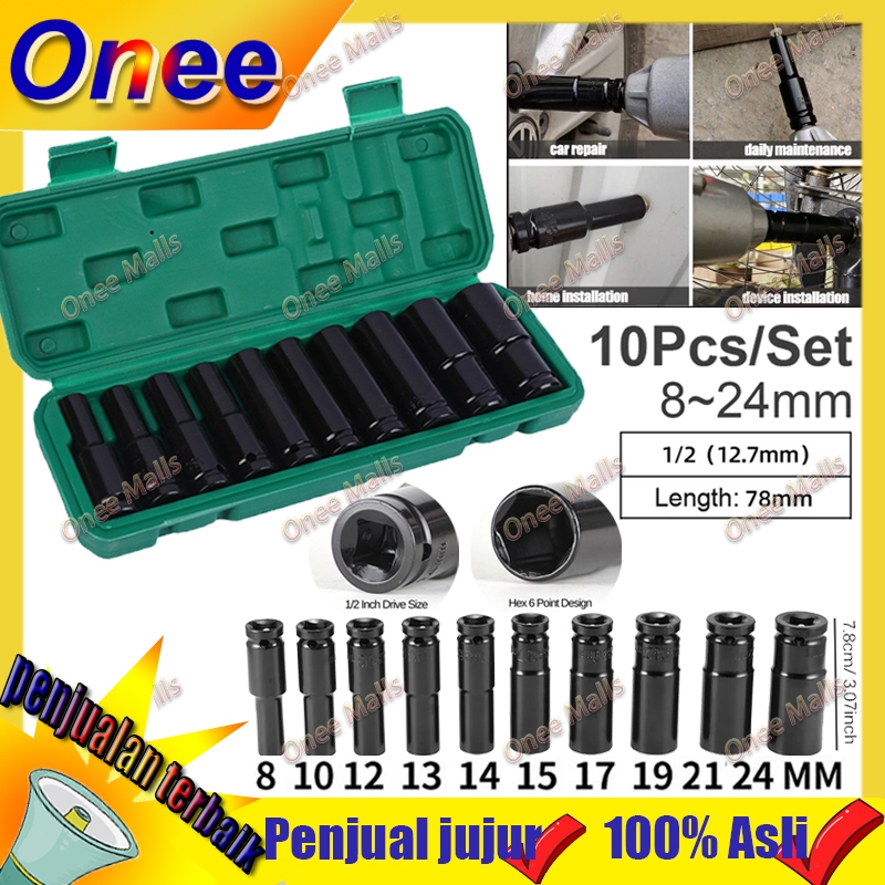 Jual 8-24mm Kunci sok set mata Kunci impact impact socket set 10pcs 1/2 inch Panjang mencapai ...