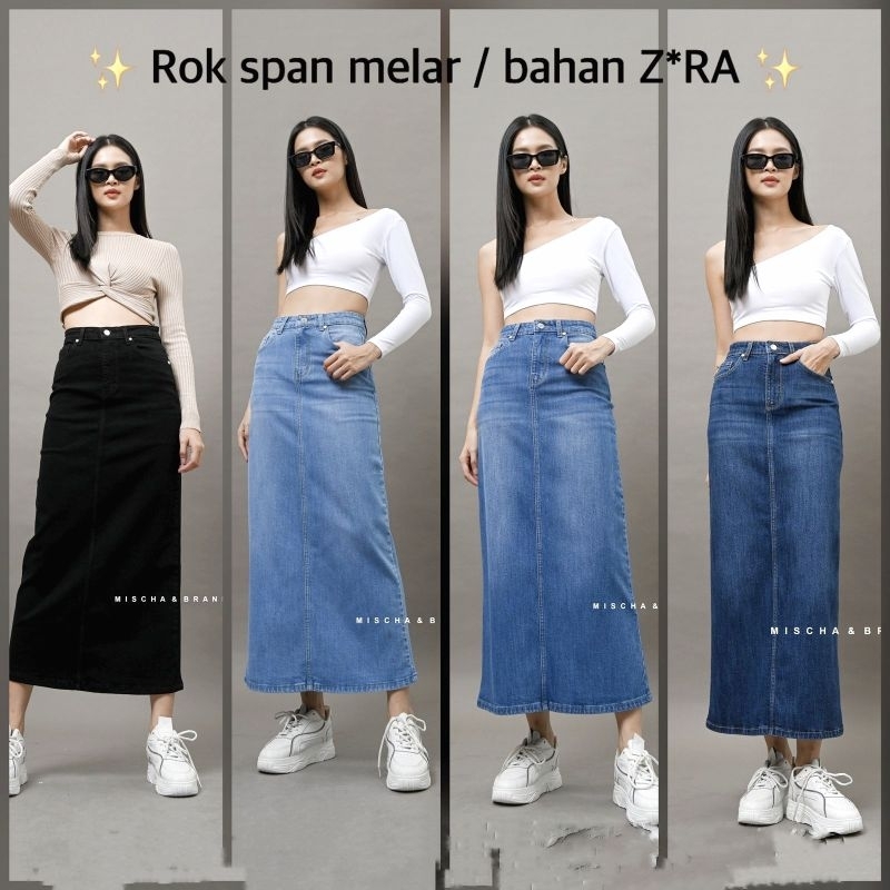 Jual M&B Jeans Rok span panjang JEANS Strech | Shopee Indonesia