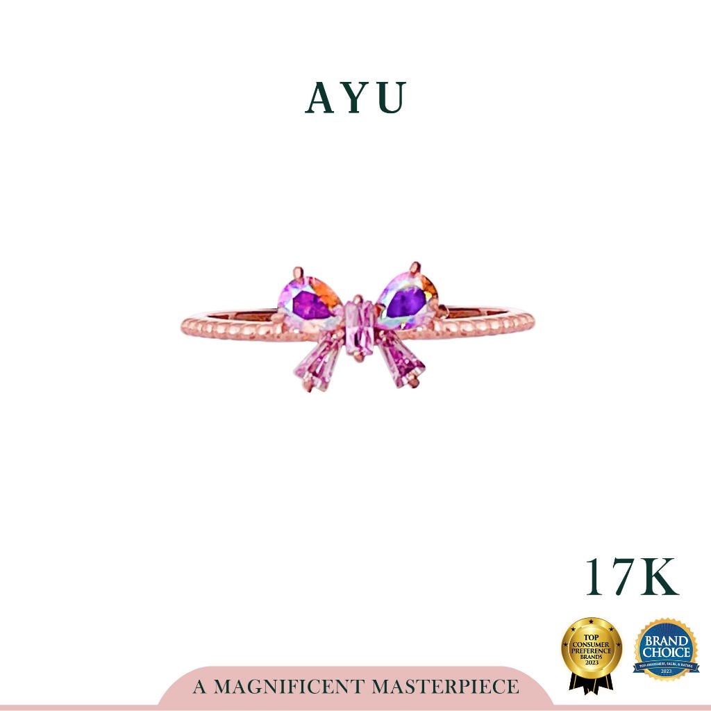 Jual AYU Cincin Emas - Magical Shimmering Ribbon Pepper Beads Ring 17k Rose Gold | Shopee Indonesia