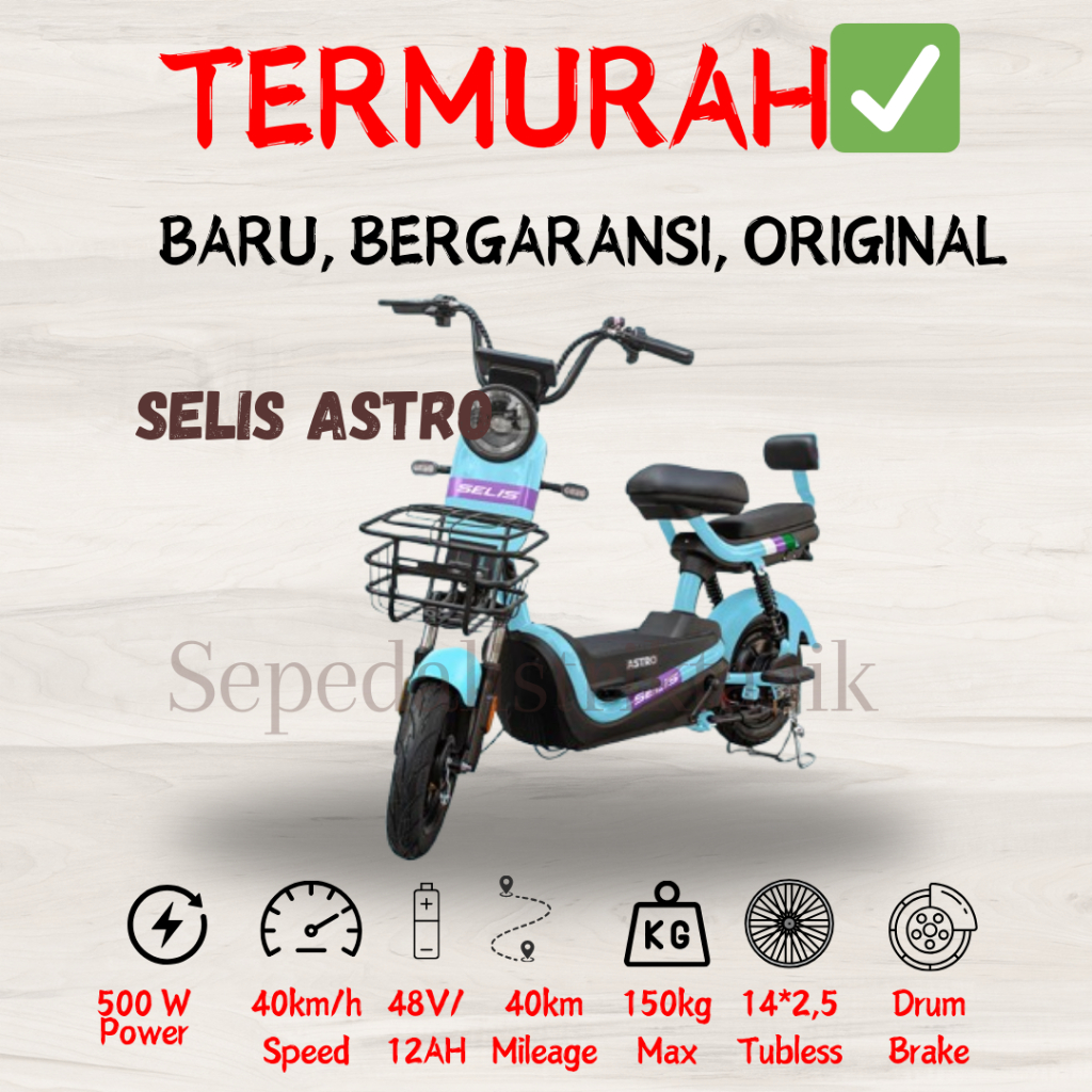 Jual SEPEDA LISTRIK SELIS ASTRO - ORIGINAL - GARANSI RESMI - SEPEDA ...