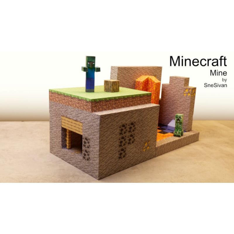 Jual Lembaran pola papercraft diorama minecraft Lava mine (2PP-A20 ...