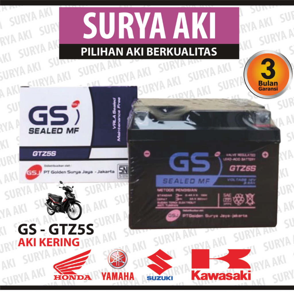 Jual Aki Motor GTZ5S MF Aki Kering Motor Vixion Xeon Supra X 125 | Shopee Indonesia