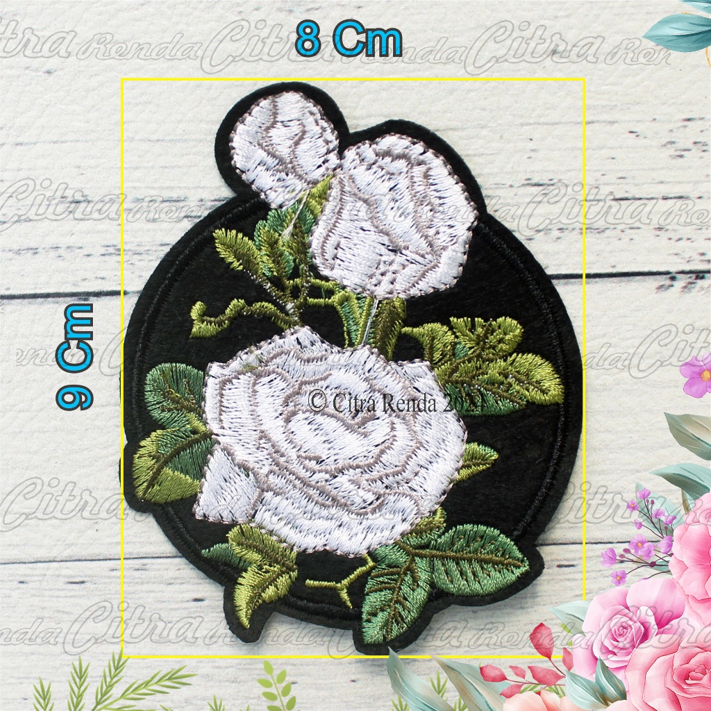 Jual (Per Pcs) AP731 Patch Rose Embroidery Cantik / Bordir Tempel Motif ...
