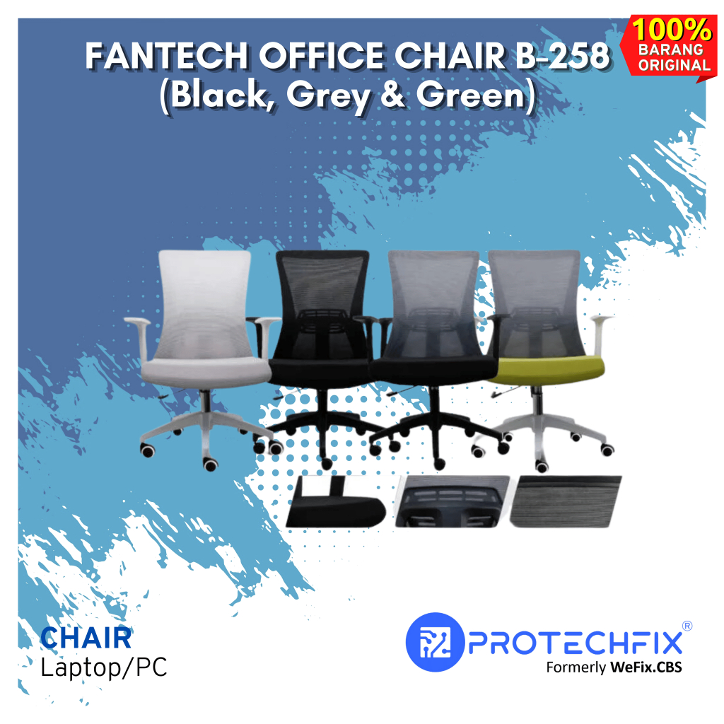 Jual FANTECH OFFICE CHAIR B-258 (Black, Grey & Green) | Shopee Indonesia