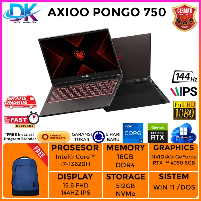 Jual LAPTOP AXIOO PONGO 750 I7 13620H RTX4050 6GB/ RAM 16GB 512GB SSD ...