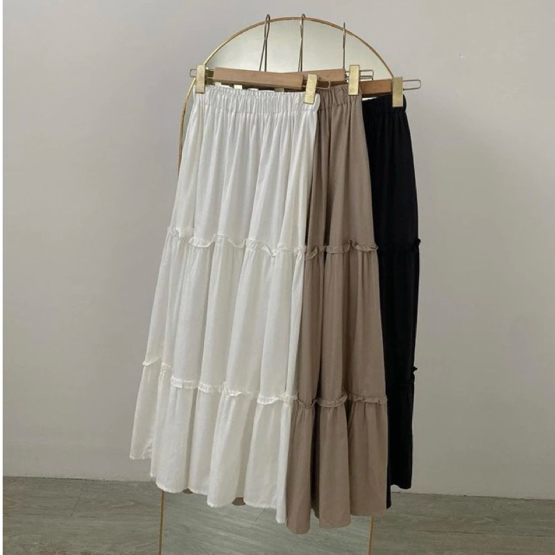 Jual Arzha Skirt / Rok Susun Canda + Kantong / Ruffle skirt / Rok ...