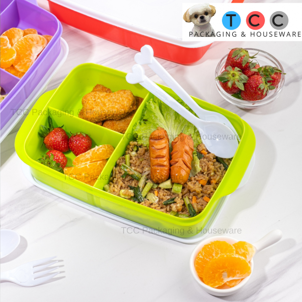 Jual Lunch Box SHIBARU (20x14.5 h:5) Sekat 3 GRATIS SENDOK Kotak ...
