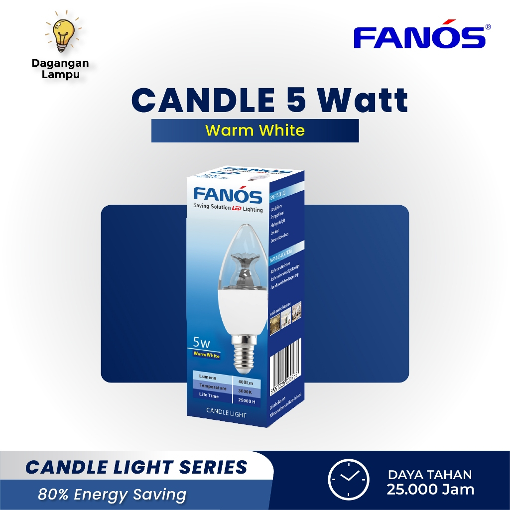 Jual Lampu LED Fanos Candle light 5 Watt Fitting E14 Lampu Hias lilin ...