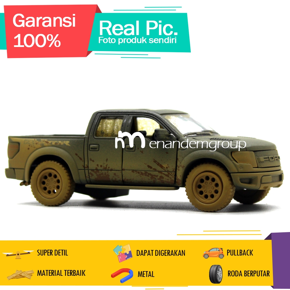 Jual Diecast Miniatur Mainan Mobil SUV Double Cabin Ford Raptor Mud ...