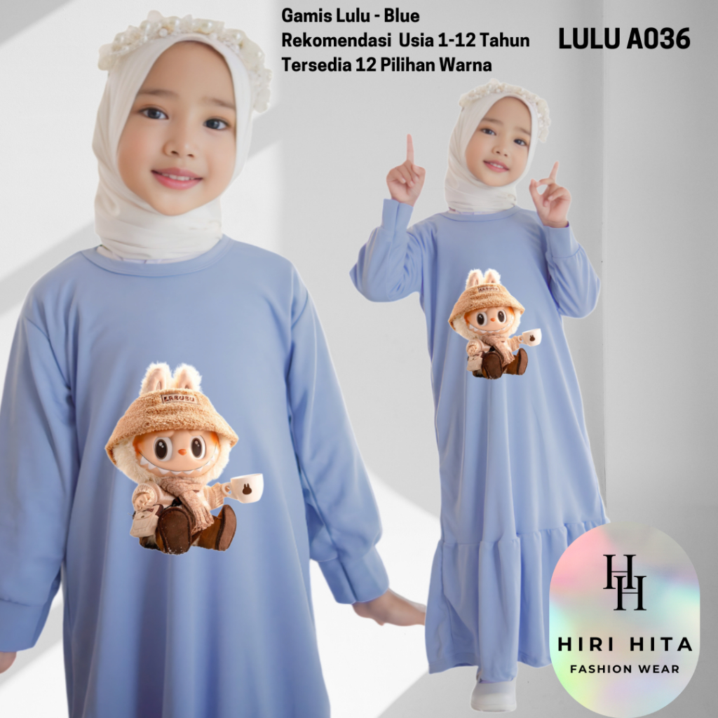 Jual Hirihita A036 Baju Gamis Lulu Anak Perempuan Monsters Labu Labu ...