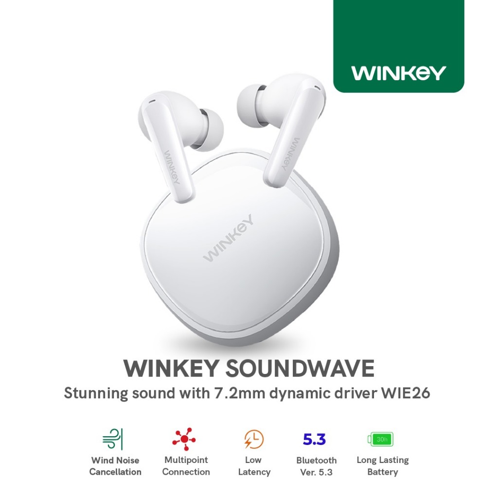 Jual WINKEY TWS Bluetooth Earphone Soundwave ENC Low Latency - WIE26 | Shopee Indonesia