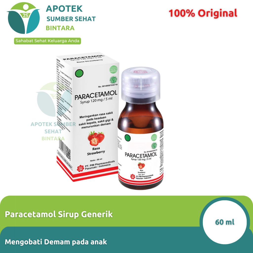 Jual Paracetamol Sirup Generik 120 mg/5 ml 60 ml | Shopee Indonesia