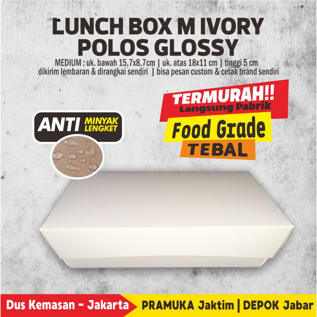Jual Paper Lunch Box M Polos Laminasi Ivory Foodgrade | Shopee Indonesia
